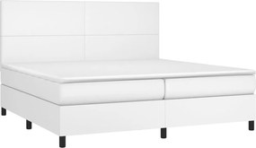 Box spring postel s matrací bílá 200x200 cm umělá kůže 3142744