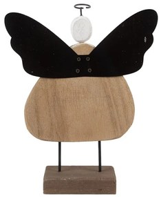 Dřevěná dekorace široký anděl s drátěnou svatozáří a patinou M Celpas – 13x5x19 cm