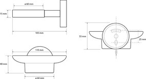 Sapho Sapho, X-ROUND COPPER mýdlenka, mléčné sklo, měď mat, XR803PG
