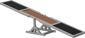 PawHut Psí Houpačka, Psí Agility Houpačka vyrobená ze dřeva, Protiskluzová Agility Ramp pro psy do 30 kg, Počasí odolný venkovní tréninkový sport pro