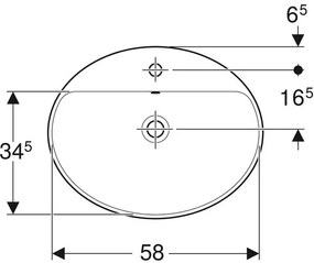 Geberit VariForm Zápustné umyvadlo 60 x 45 cm s přepadem, bílá 500.724.01.2