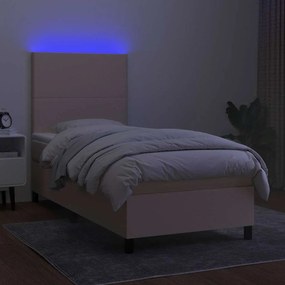 Box spring postel s matrací a LED krémová 90x190 cm textil 3134682