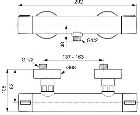 Ideal Standard CeraTherm ALU+ - Sprchová termostatická baterie nástěnná, stříbrná BD582SI