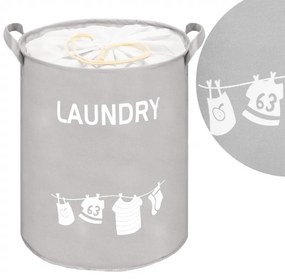 Úložný koš 55l, šedý s nápisem Laundry SPRINGOS HA0117