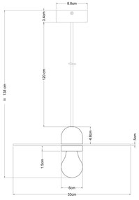 creative cables Dřevěná závěsná lampa se stínidlem ufo a textilním kabelem Barva: Neutrální