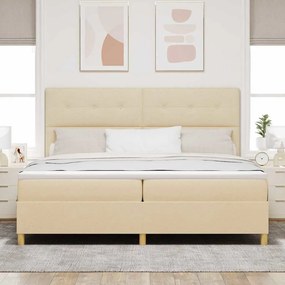Postel s boxspringem s čelo Krémová 200 x 200 cm textil 3339649