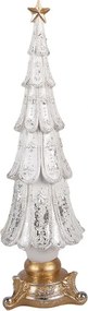 Bílý dekorační stromek se zlatou hvězdou - elegance zimního domova - Ø 9*30 cm