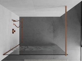 Mexen Kioto, sprchová zástěna Walk-In 140 x 200 cm, 8mm čiré sklo bílý vzor, ​​měděný matný profil, 800-140-101-65-85