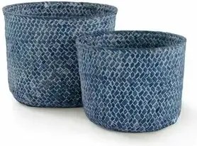 Compactor MIKA Set 2 ks pletených košíků modrý - Jeans / malý 14 x 11