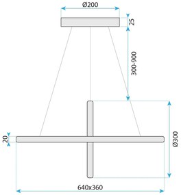 Toolight Toolight, LED závěsné svítidlo 64x36 cm, 60W, G034-CP, zlatá lesklá, OSW-06301