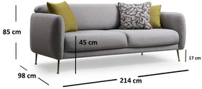 Hanah Home Třímístná pohovka SEVILLA šedá 560ARE1311