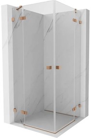 Mexen Lunar Duo, výklopný sprchový kout 105 x 105 cm, 8mm čiré sklo, profil měděná matná, 834-105L-105P-65-00