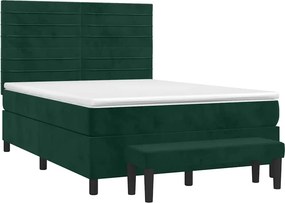 Box spring postel s matrací tmavě zelená 140x190 cm samet 3137902