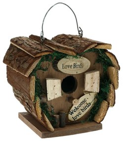 Ptačí budka Love Birds, 17x17x12 cm, dřevo, hnědá