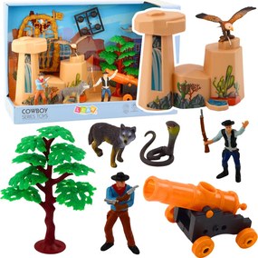 LEAN Toys Sada kovbojských figurek divoký západ člun dělo