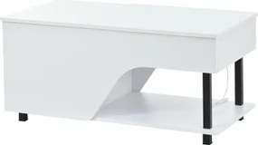 Aosom Výškově nastavitelný konferenční stolek s ukrytým úložným prostorem, nastavitelné boční přihrádky, 50x100x46 cm, Bílá