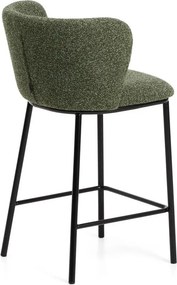 Tmavě zelená čalouněná barová židle (výška sedáku 65 cm) Ciselia – Kave Home