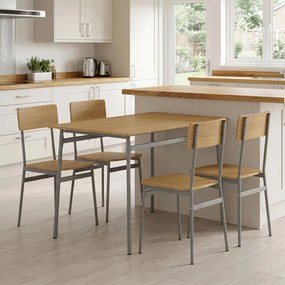 Jídelní set s 4 židlemi AUT-O2156 OAK, mdf, divoký dub (110 x 70) cm hnědá