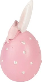 Růžové velikonoční vajíčko s kamínky a králičíma ušima – 6x12 cm