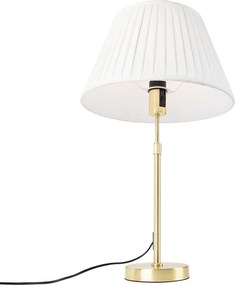 Stolní lampa zlatá/mosazná se stínidlem s řasením krémová 35 cm - Parte