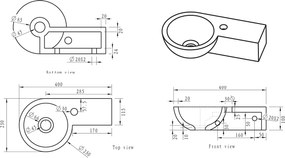 Sapho, BLOK kamenné umyvadlo 40x10x23 cm, černý Antracit, 2401-32