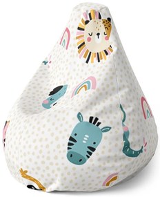 Sedací vak Pear hroch, zebra a slunce, barevná