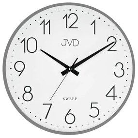 JVD Šedé nástěnné kovové netikající tiché hodiny JVD HK4129.3