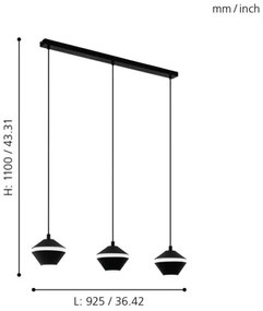 Eglo 98682 - LED Lustr na lanku PERPIGO 3xGU10/5W/230V