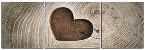 Obraz na plátně - Srdce na dřevěném pozadí - panoráma 5207C (90x30 cm)