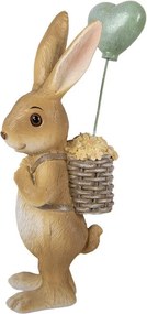Dekorace hnědý králíček s nůší a balónkem - 7*5*17 cm