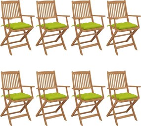 vidaXL Skládací zahradní židle s poduškami 8 ks masivní akácie [3074985] Barva: Modrá