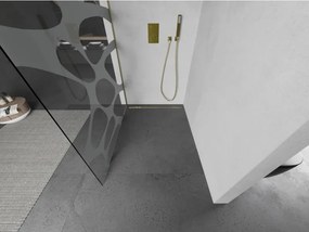 Mexen Kioto, sprchová zástěna Walk-In 80 x 200 cm, 8mm čiré sklo bílý vzor, ​​zlatý matný profil, 800-080-101-55-97