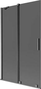 Mexen Velar, 2-křídlová posuvná vanová zástěna 110 x 150 cm, 8mm šedé sklo, grafit broušený, 896-110-000-41-66