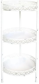 Krémový antik dekorační kovový etažér Lace - Ø 35*86 cm