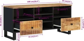 vidaXL TV stolek 100 x 33 x 46 cm masivní akácie a kompozitní dřevo [351978] Barva: Vícebarevný