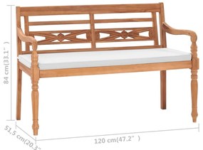 vidaXL Marketos Lavice Batavia s poduškou 120 cm teak