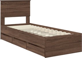 Rám postele se zásuvkou Hnědý dub 75 x 190 cm Inženýrské dřevo 3410762