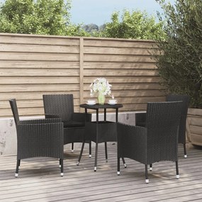 5dílný zahradní bistro set s poduškami černý polyratan 3187417