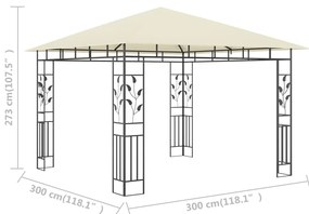 vidaXL Marketos Altán s moskytiérou 3 x 3 x 2,73 m krémový 180 g/m²
