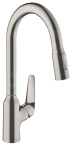 Hansgrohe Focus M42, dřezová baterie M429-H220 s výsuvnou sprškou, vzhled nerezavějící oceli, HAN-71800800