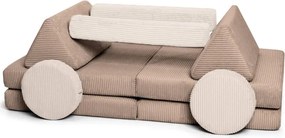Velký multifunkční skládací bunkr z manšestru SOFA PURE Zvolte barvu: Hnědá/Krémová