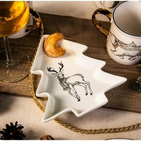 Altom Porcelánový servírovací talířek Stromeček Nordic Forest Deer 17,5 cm
