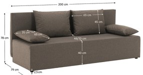 Kondela Rozkládací pohovka, hnědá, EUGI