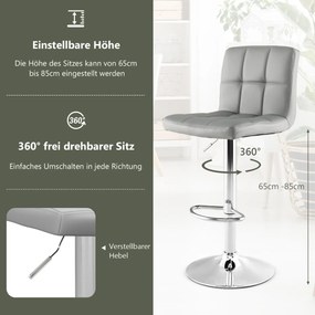 Costway Barová židle otočná o 360° z umělé kůže, výškově