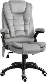 Masážní kancelářské křeslo Vinsetto ergonomické výškově nastavitelné s PU kolečky v šedé barvě pro pohodlnou práci a relaxaci | Aosom.de