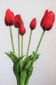 Červená umělá kytice tulipánů 46 cm