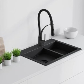 Erga Zefir, vysoká dřezová baterie s elastickým ramenem h-430, černá matná, ERG-YKA-BZ.ZEFIR-BLK
