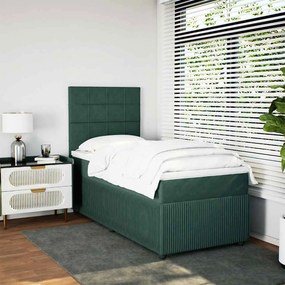 Box spring postel s matrací tmavě zelená 80 x 200 cm samet 3294493