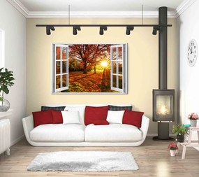 Malvis ® Obraz okno podzimní sluníčko Velikost (šířka x výška): 90x60 cm