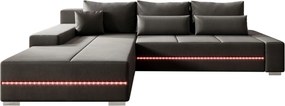 Juskys Rozkládací sedací souprava Davos s LED osvětlením Barva: světle šedá, Provedení: pravé